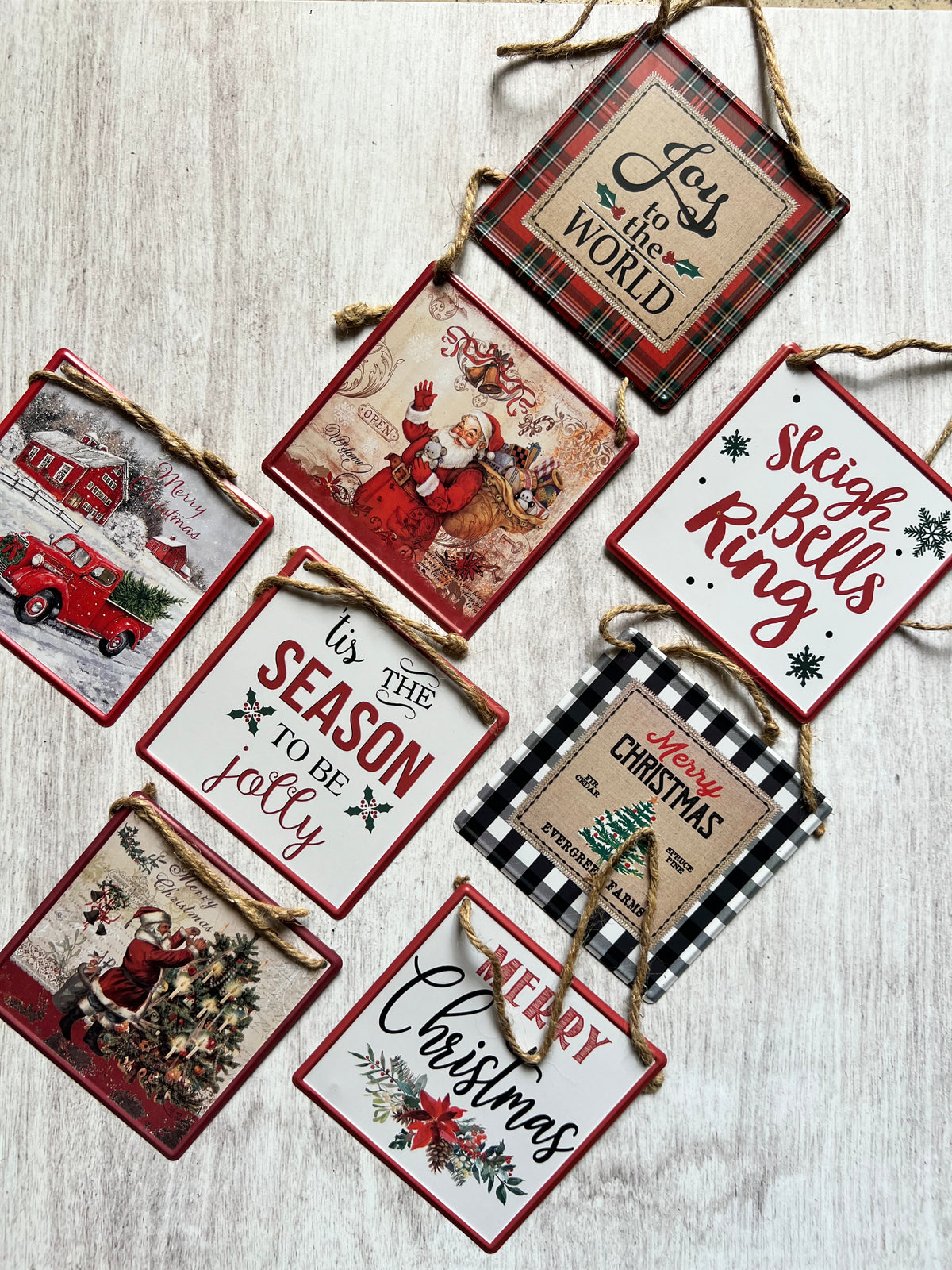 8PC TIN CHRISTMAS SIGNS SET– Arte Corazon