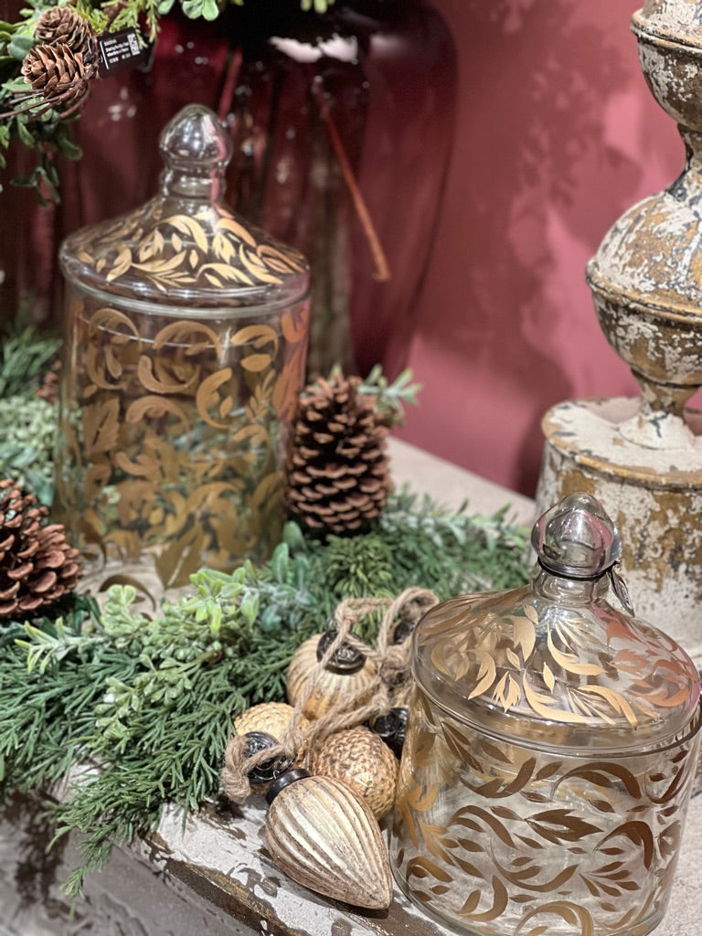 3PC SCROLL GLASS JARS WITH LIDS– Arte Corazon